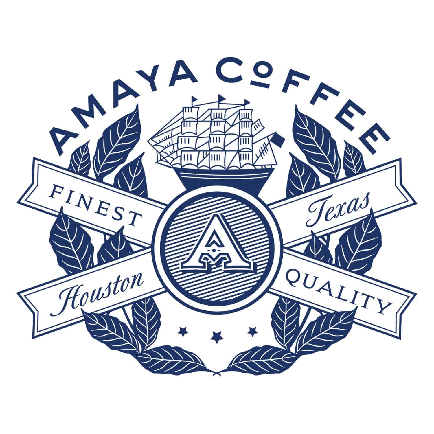 Amaya Coffee heraldic crest logo | Design by Field of Study, Texas - Field of Study